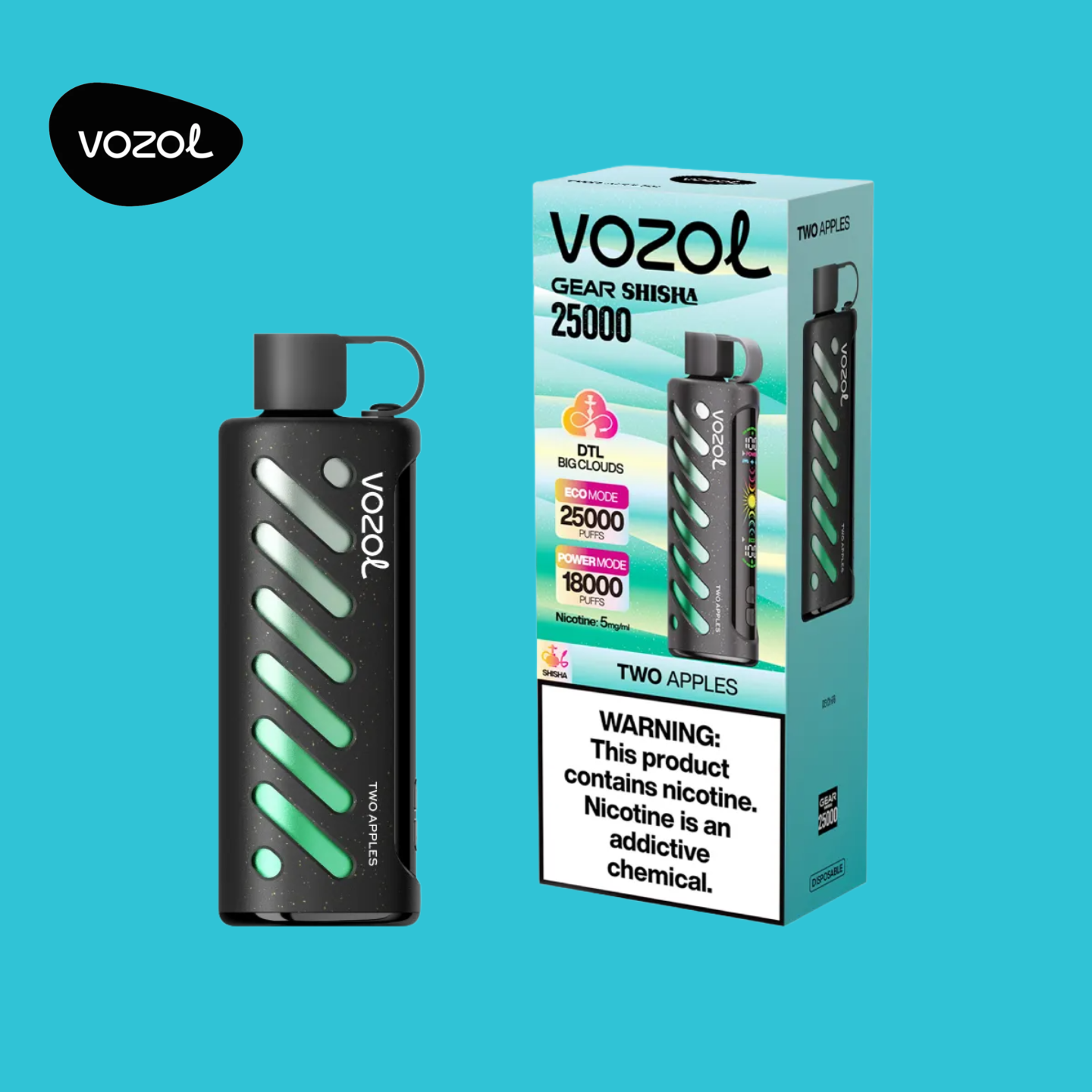 Vozol Gear Shisha 25K Puffs Two Apples – Vapes Shop